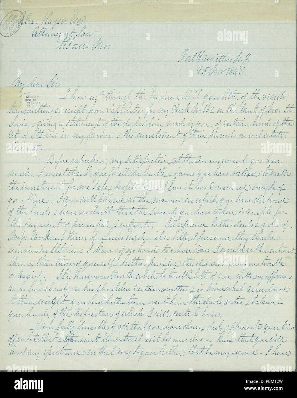 911 Letter signed R.E. Lee to Alexander Kayser, November 25, 1843 Stock ...