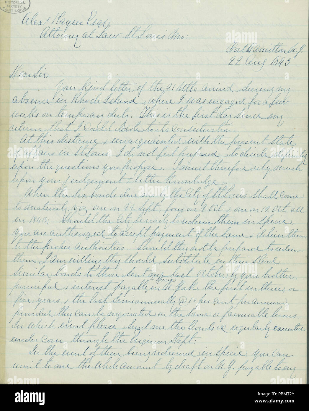 911 Letter signed R.E. Lee to Alexander Kayser, August 22, 1843 Stock ...