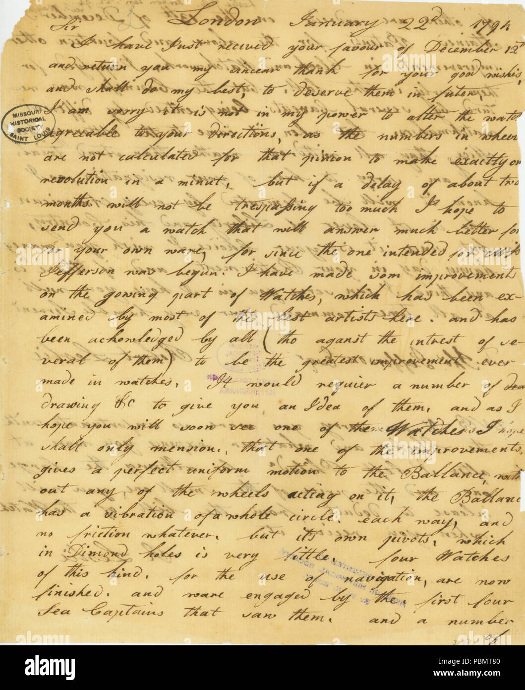 911 Letter signed Robert Leslie, London, to Thomas Jefferson, January ...
