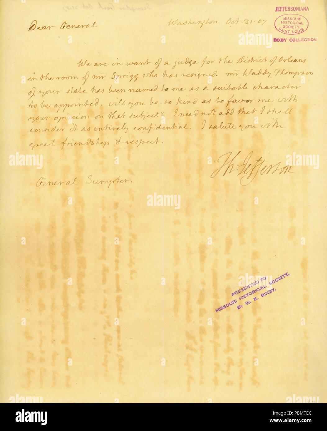 Washington jefferson 1807 hi-res stock photography and images - Alamy