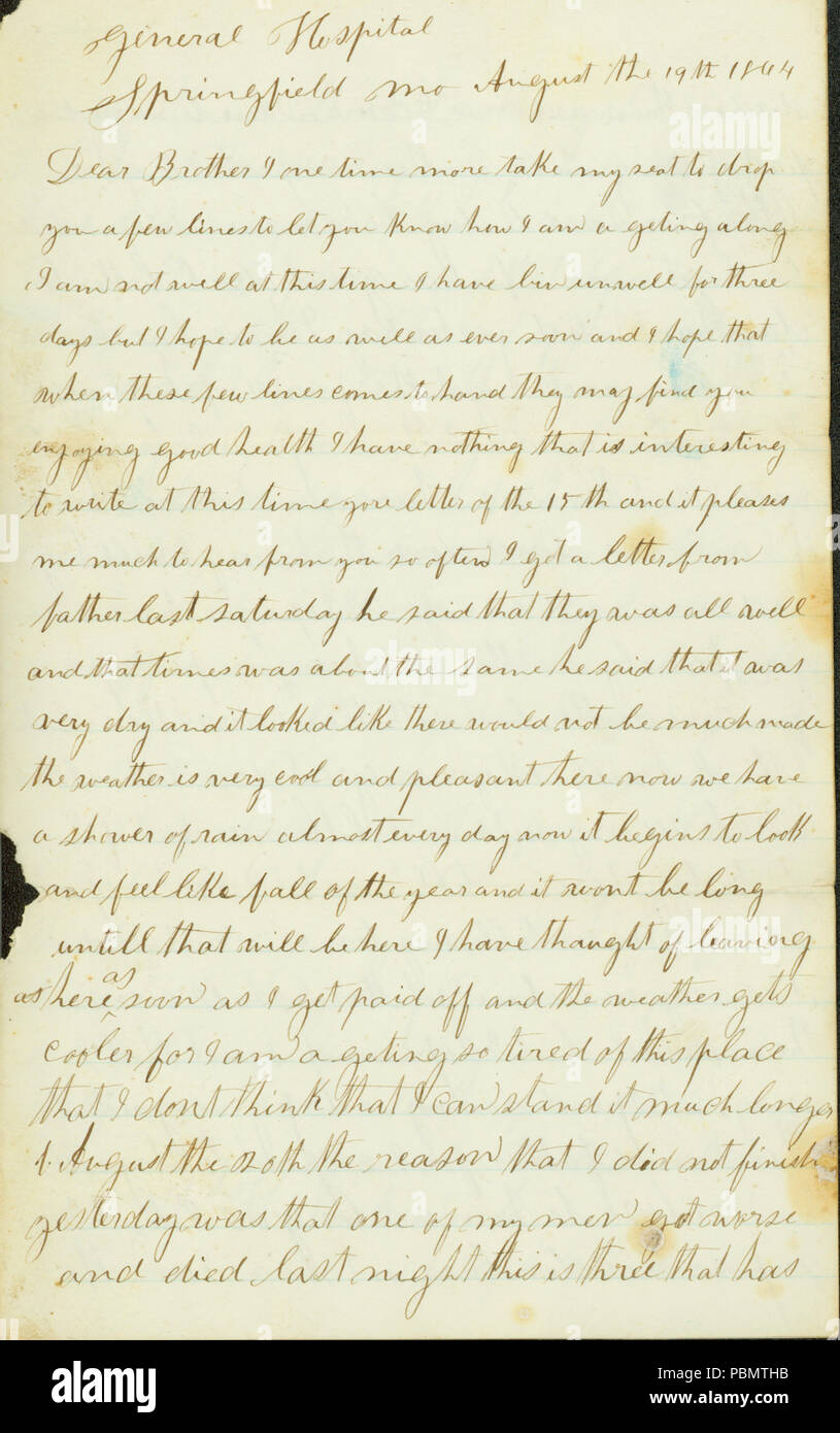 914 Letter signed W.H. Kesterson, General Hospital, Springfield, Mo ...