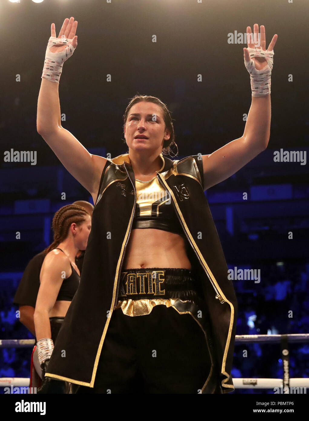 Katie Taylor celebrates beating Kimberly Connor during their IBF and ...