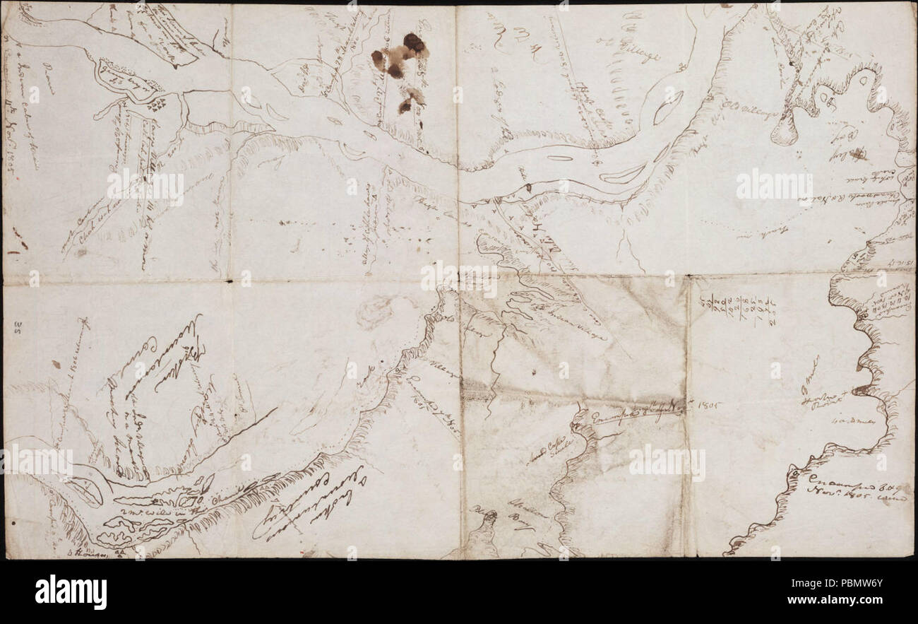 . A map from the Lewis and Clark Expedition. circa 1800 916 Lewis and ...