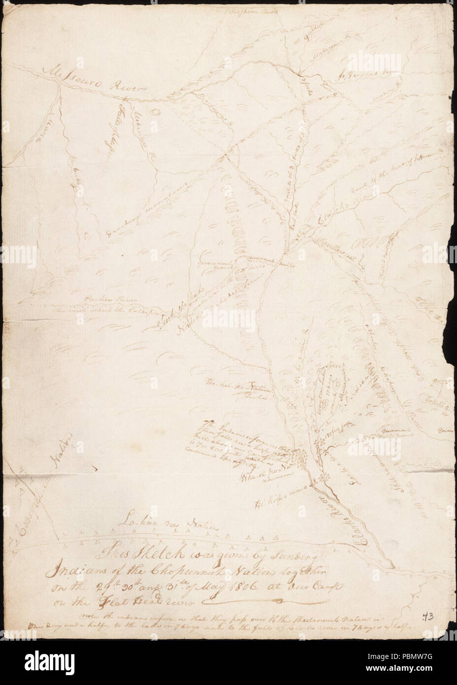 . A map from the Lewis and Clark Expedition. circa 1800 916 Lewis and ...