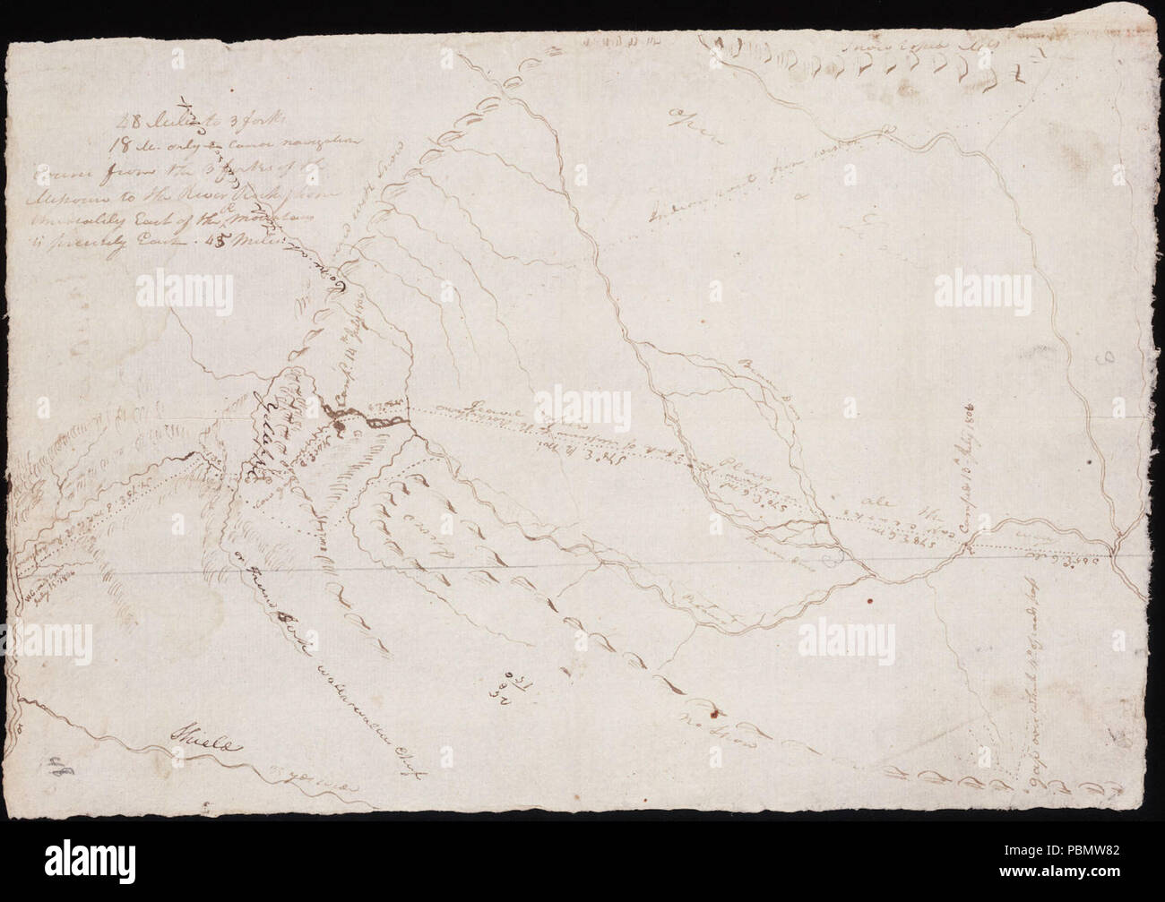 . A map from the Lewis and Clark Expedition. circa 1800 916 Lewis and ...