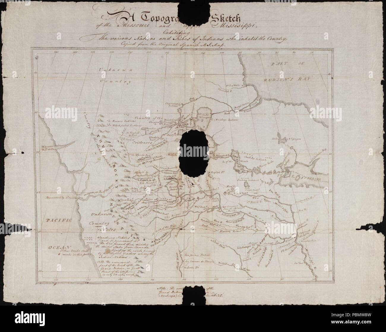 . A map from the Lewis and Clark Expedition. circa 1800 917 Lewis and ...