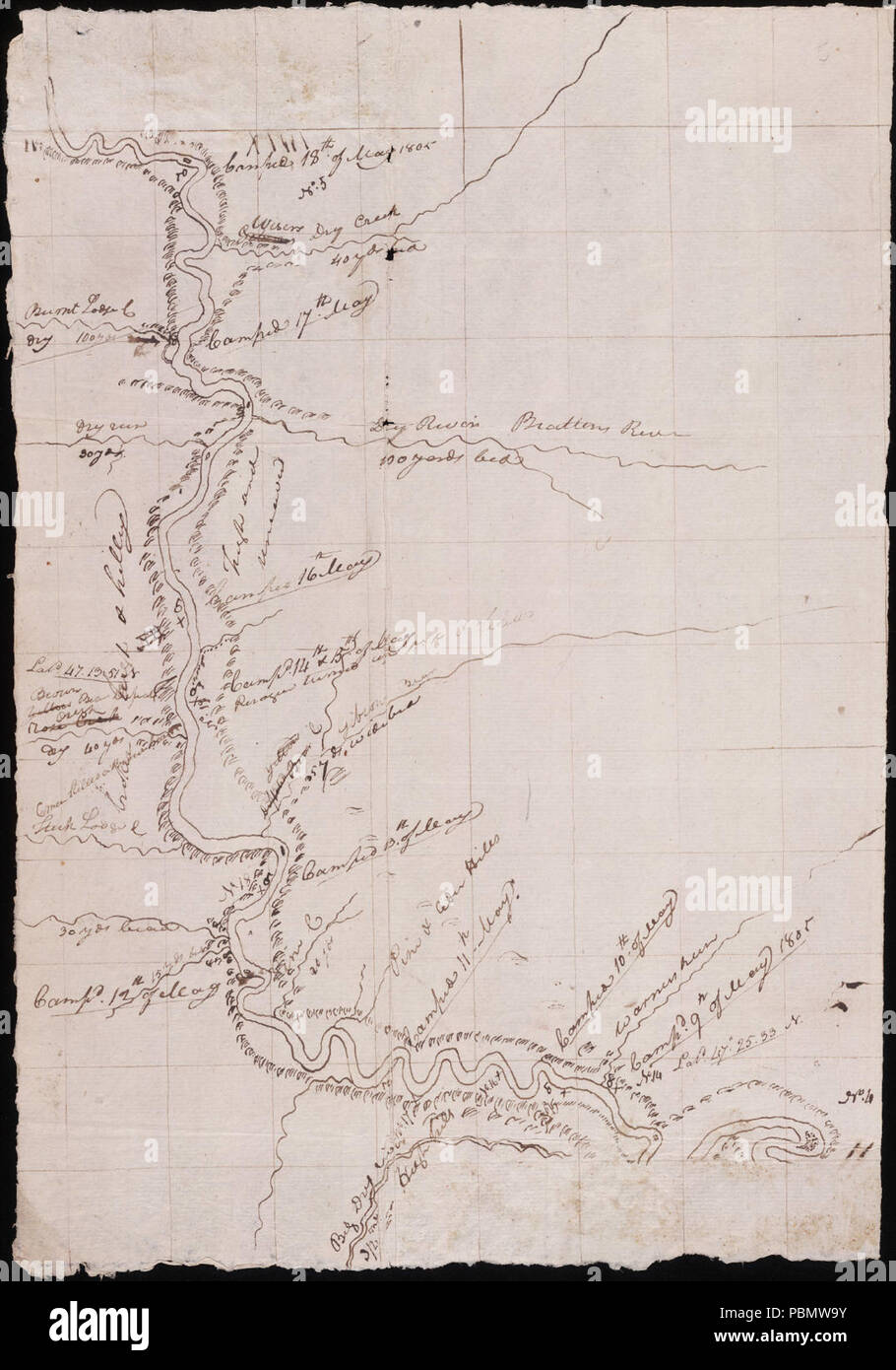 . A map from the Lewis and Clark Expedition. circa 1800 917 Lewis and ...