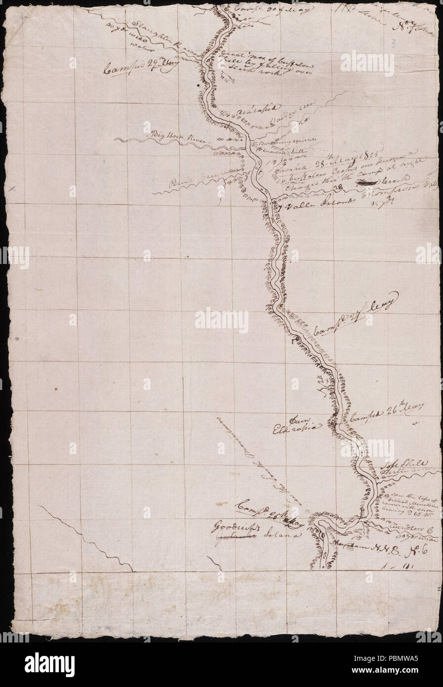 . A map from the Lewis and Clark Expedition. circa 1800 917 Lewis and ...