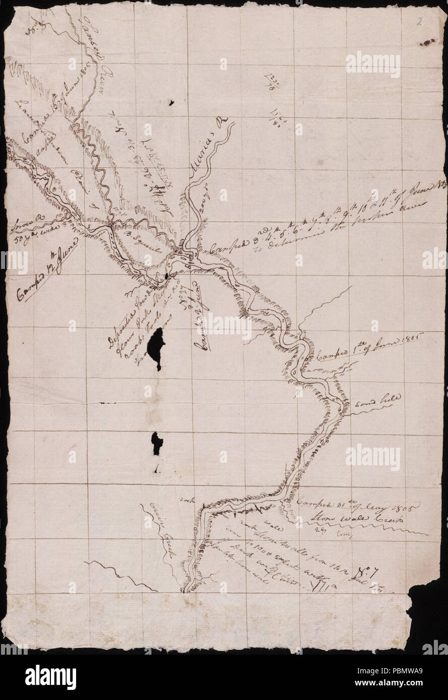 . A map from the Lewis and Clark Expedition. circa 1800 917 Lewis and ...
