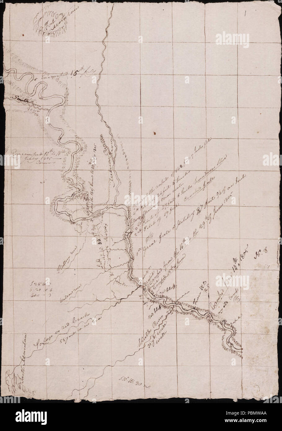 . A map from the Lewis and Clark Expedition. circa 1800 917 Lewis and ...