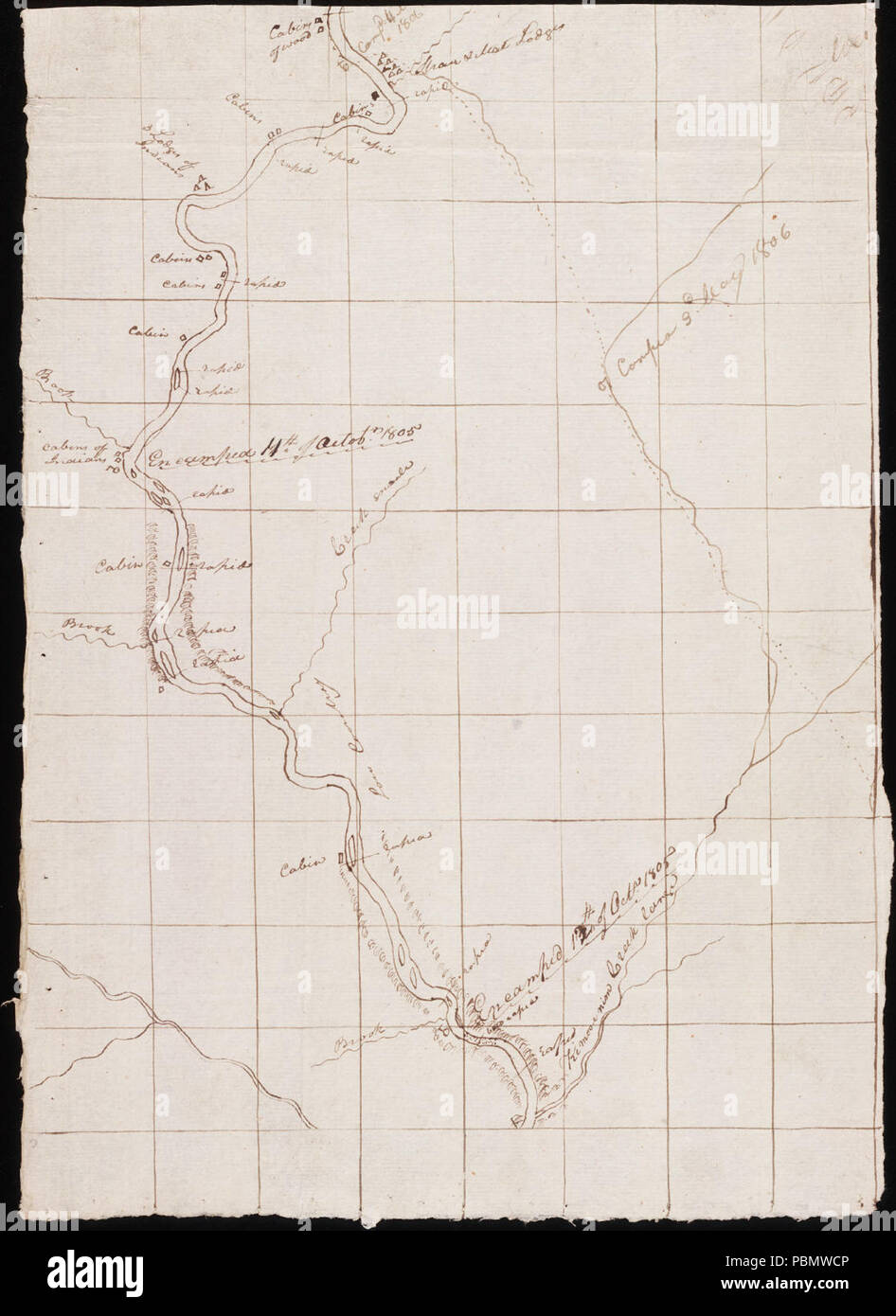 . A map from the Lewis and Clark Expedition. circa 1800 917 Lewis and ...