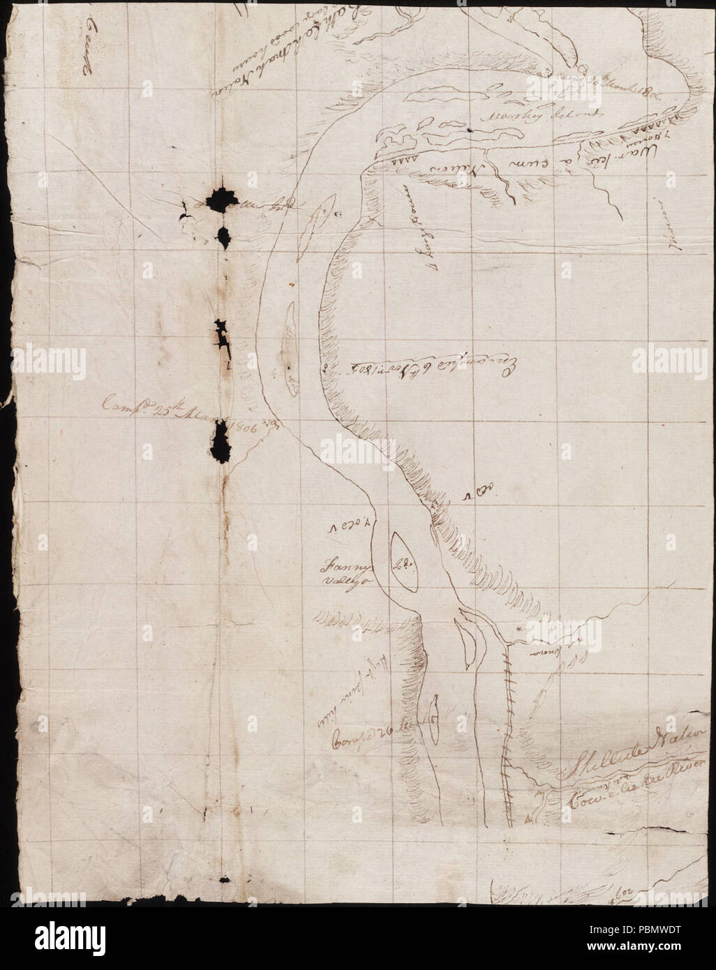. A map from the Lewis and Clark Expedition. circa 1800 917 Lewis and ...