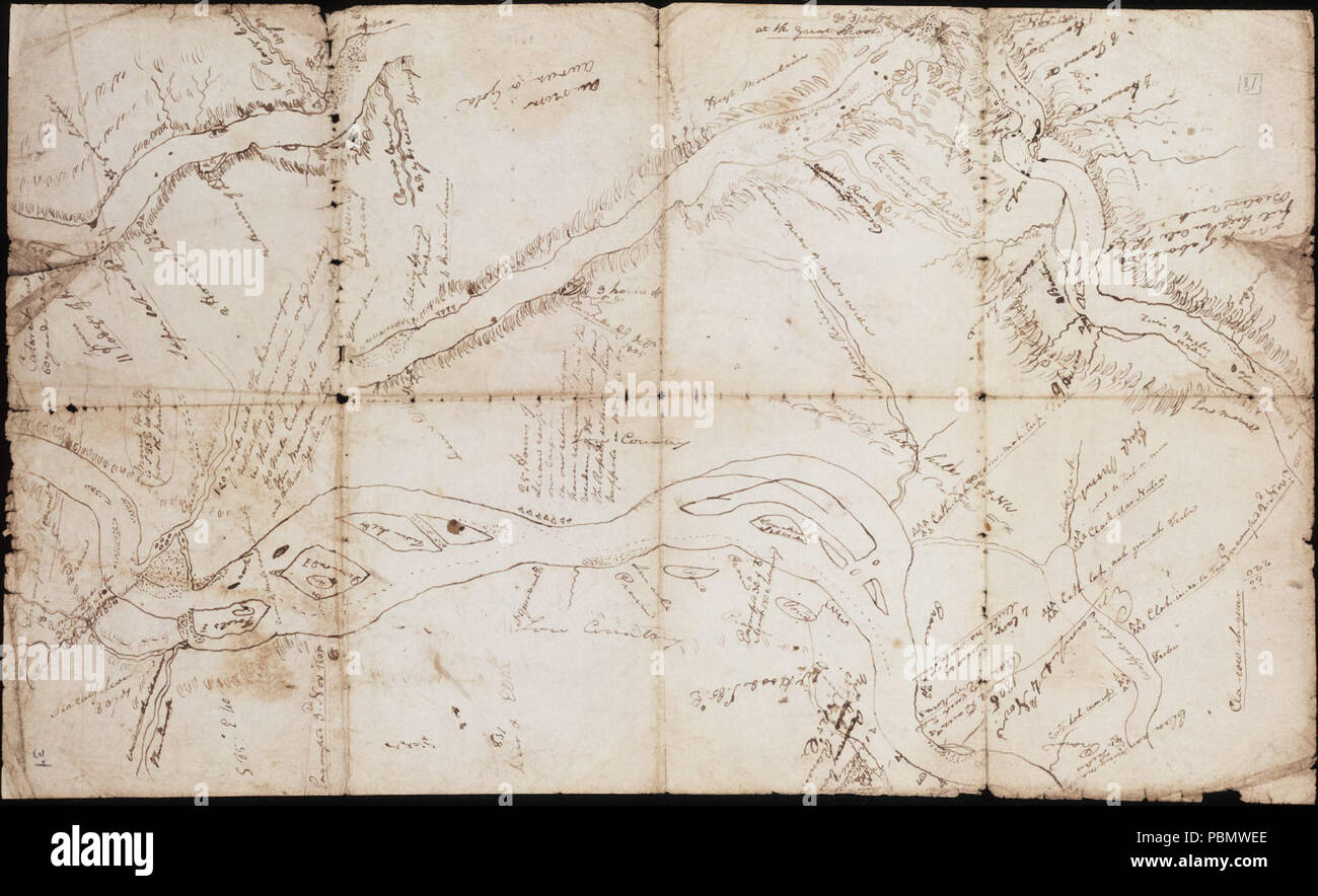 . A map from the Lewis and Clark Expedition. circa 1800 917 Lewis and ...