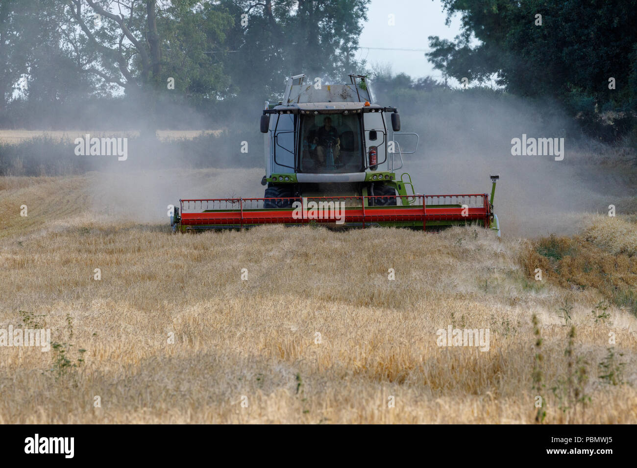 Red and green combine harvester hi-res stock photography and images - Alamy