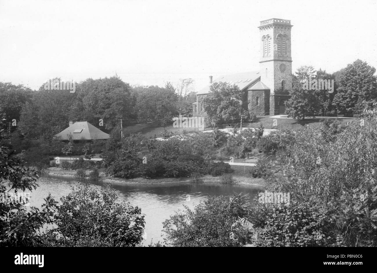 933 Longwood station and Sears Chapel (2), circa 1893 Stock Photo - Alamy