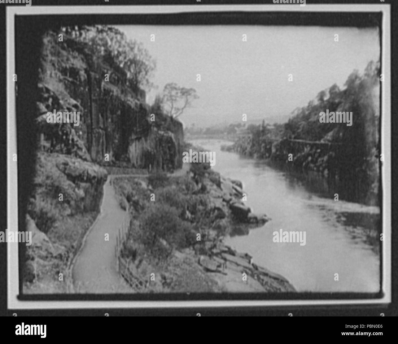 934 Looking down Cascade Gorge toward bridge; Launceston in background ...