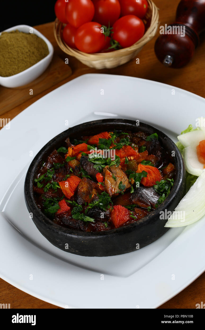 Beef Meat saute in stew casserole Stock Photo - Alamy