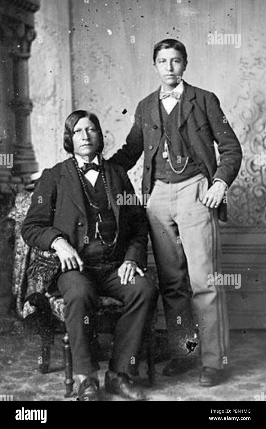 . English: Luther Standing Bear and his father, George Standing Bear ...
