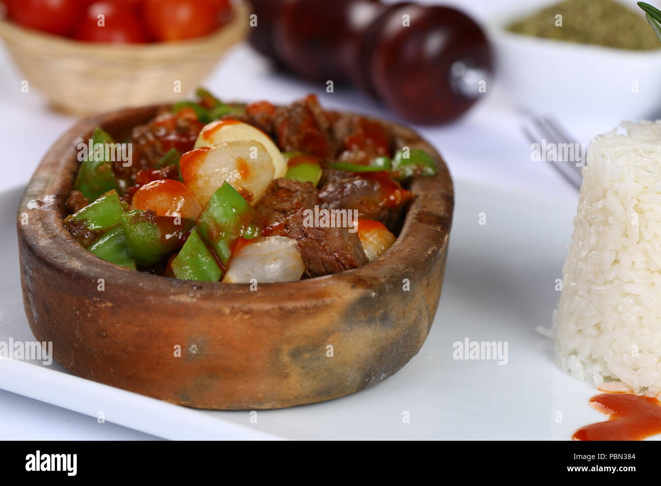Beef Meat saute in stew casserole Stock Photo - Alamy