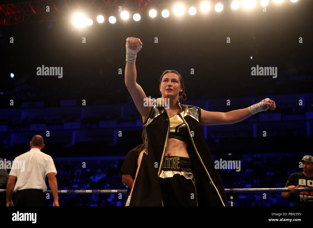 Katie Taylor celebrates beating Kimberly Connor during their IBF and ...