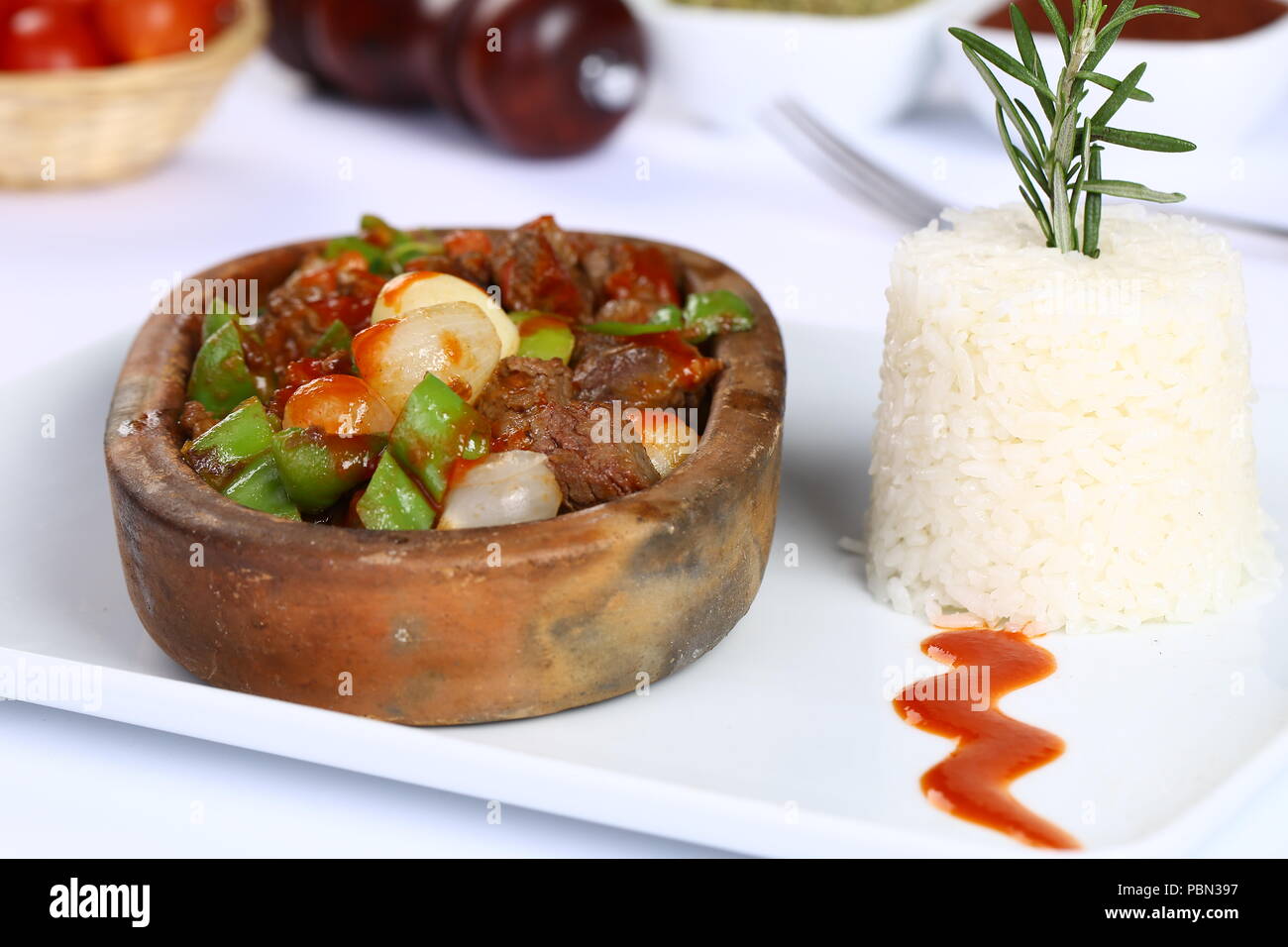 Beef Meat saute in stew casserole Stock Photo - Alamy
