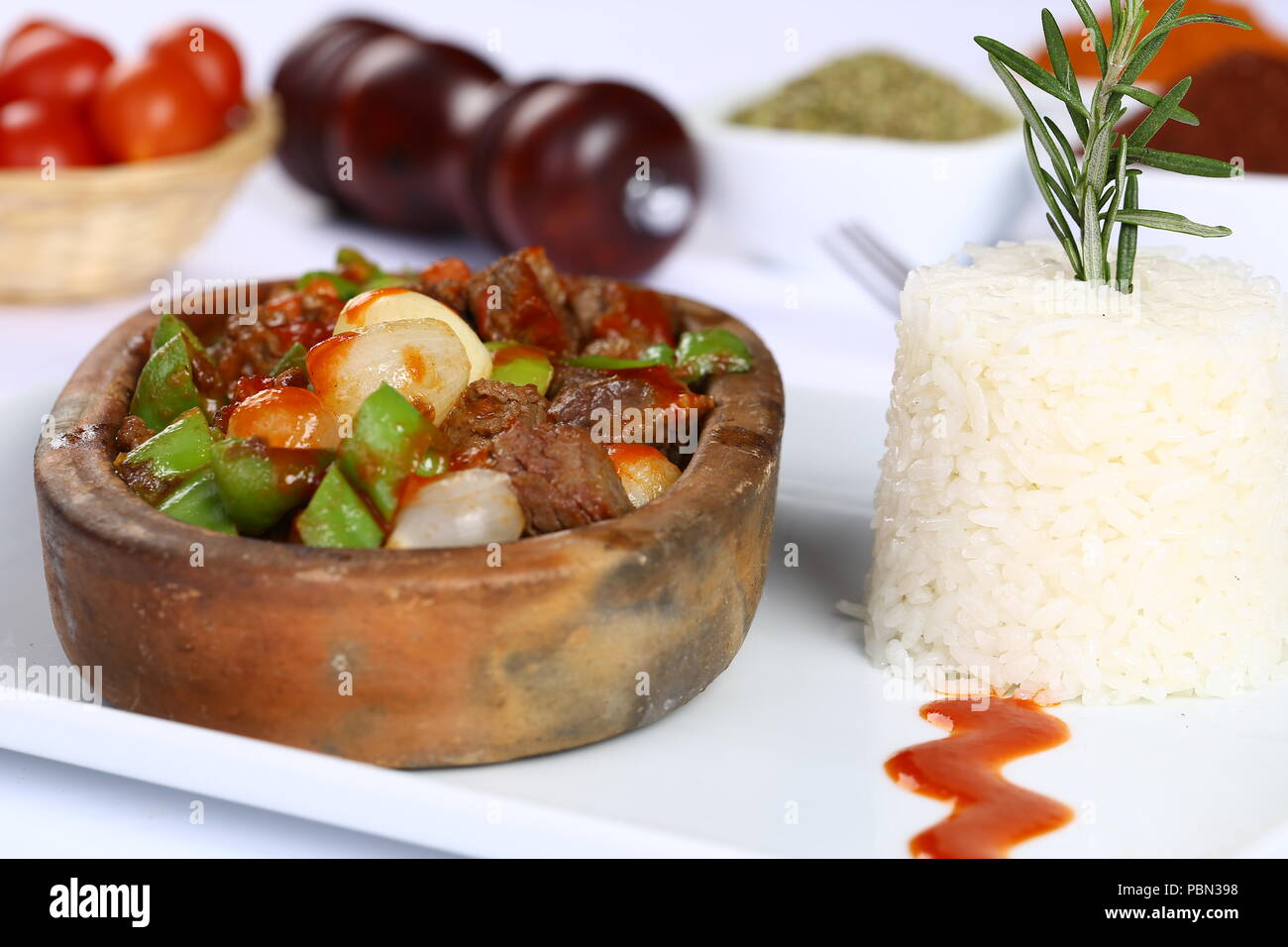 Beef Meat saute in stew casserole Stock Photo - Alamy