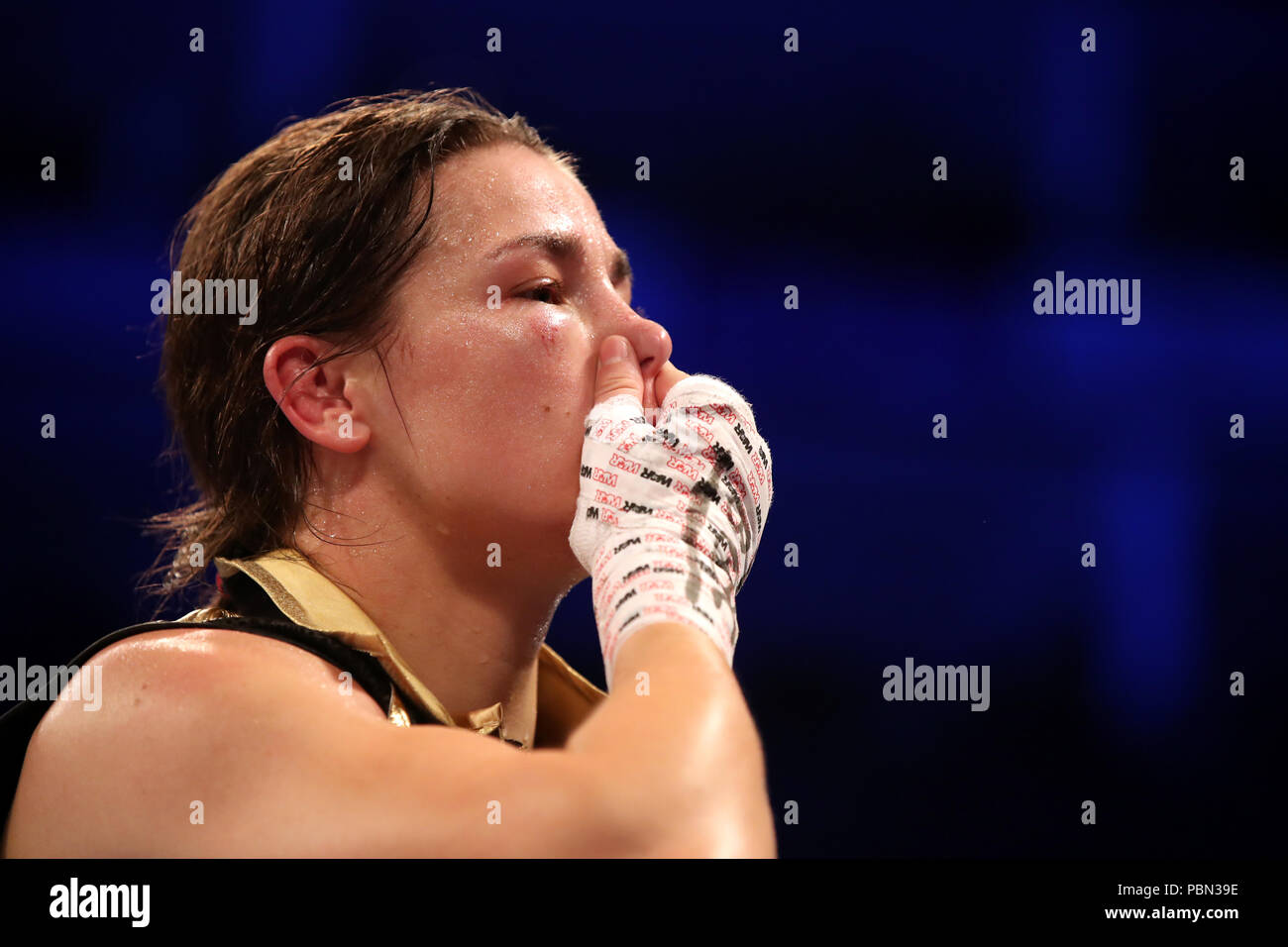 Katie Taylor reacts after beating Kimberly Connor during their IBF and ...