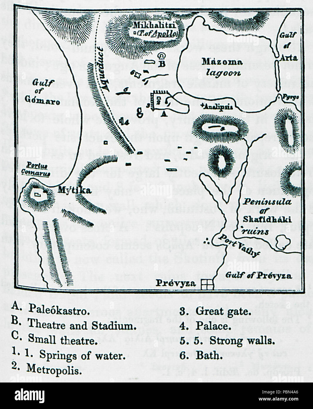 993 Map of ancient Nicopolis - Leake William Martin - 1824 Stock Photo ...
