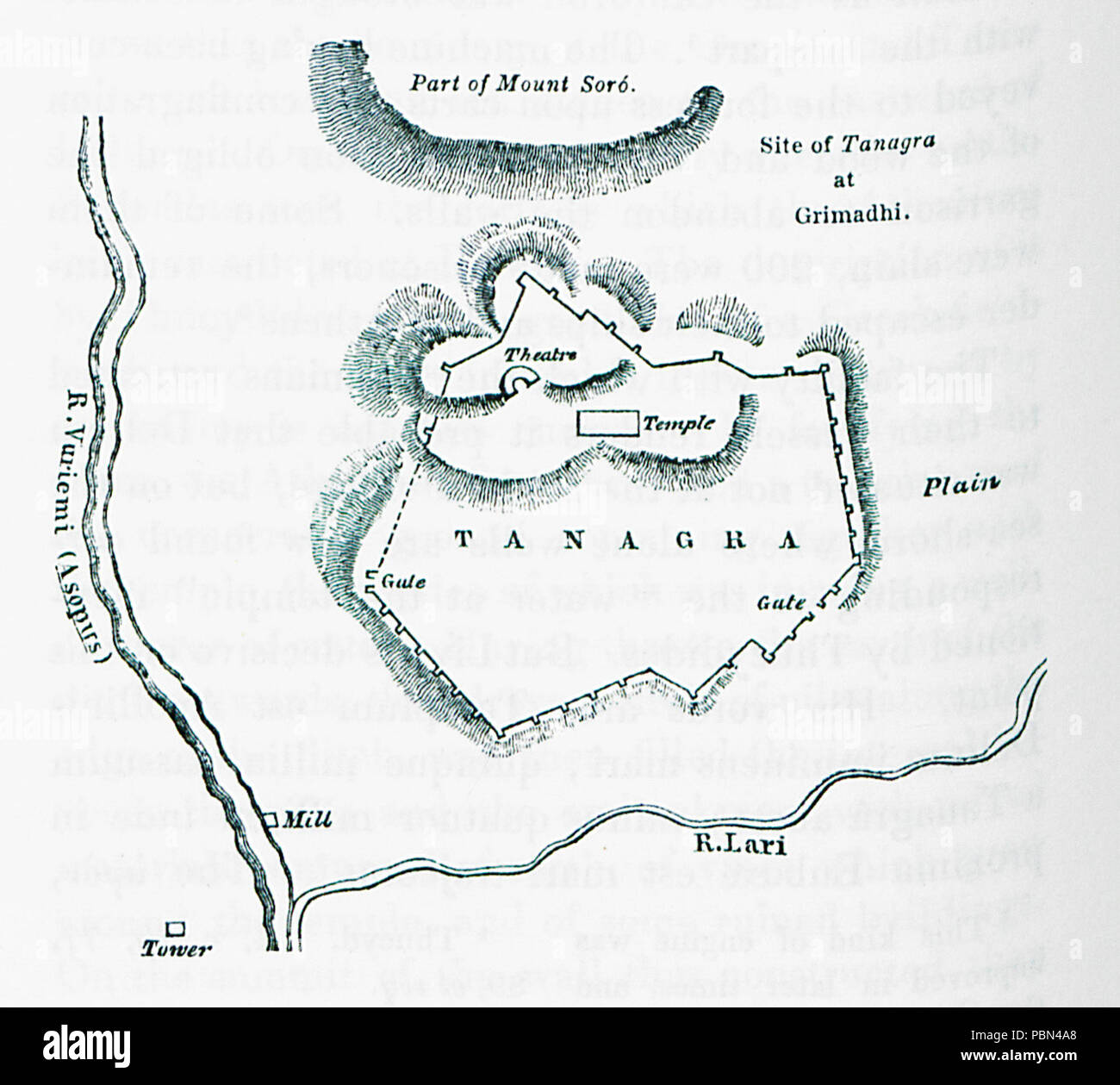 993 Map of ancient Tanagra - Leake William Martin - 1824 Stock Photo ...