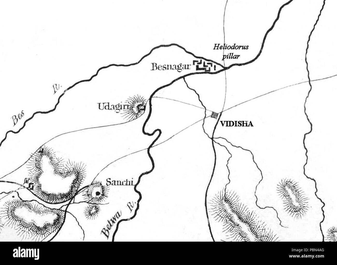 993 Map of Besnagar Stock Photo - Alamy