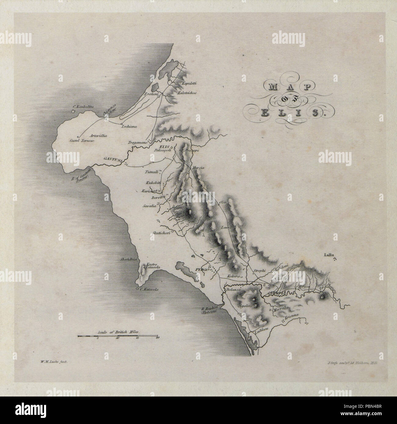 993 Map of Elis - Stanhope John Spencer - 1824 Stock Photo - Alamy