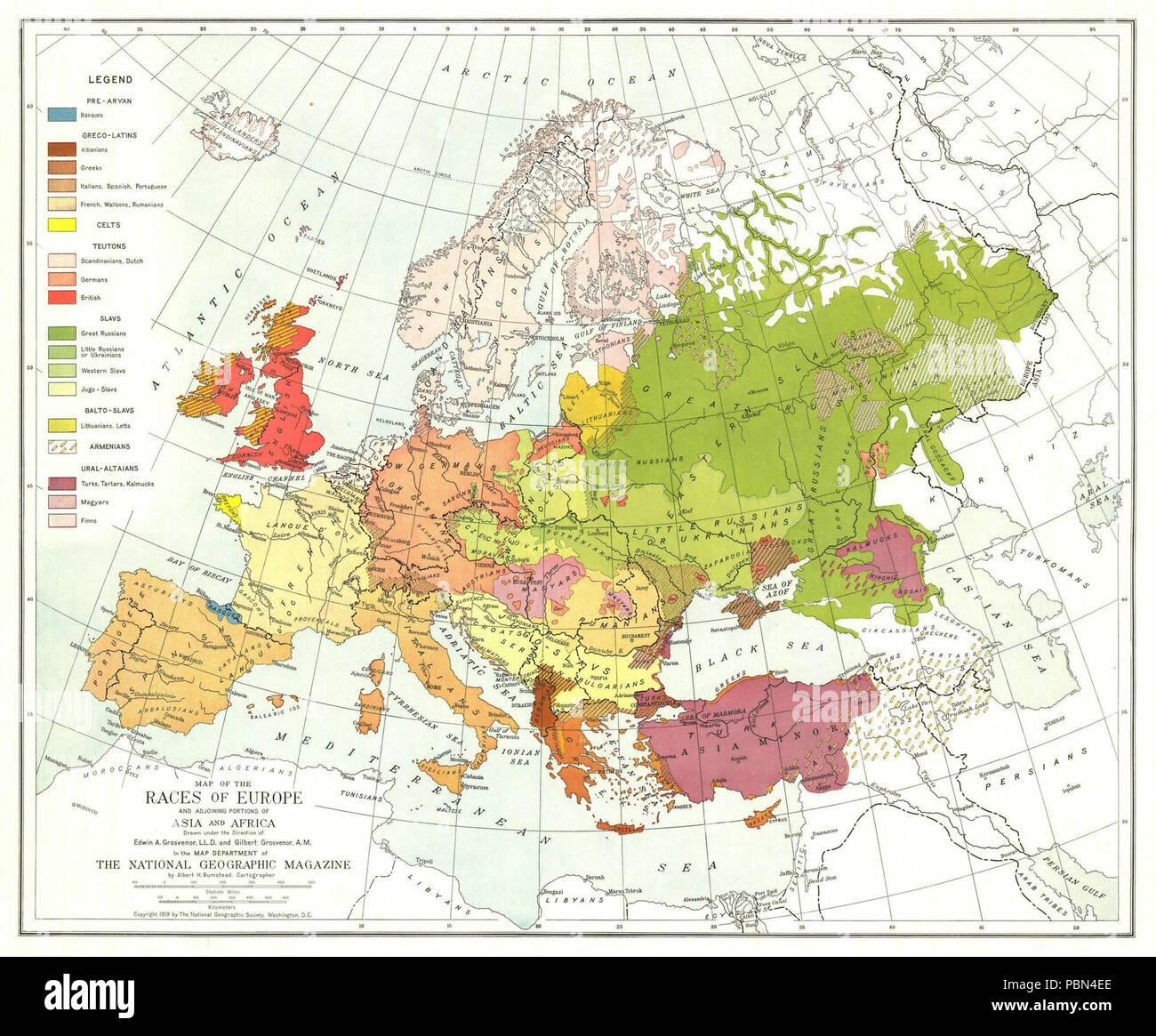 994 Map of the Races of Europe Stock Photo - Alamy