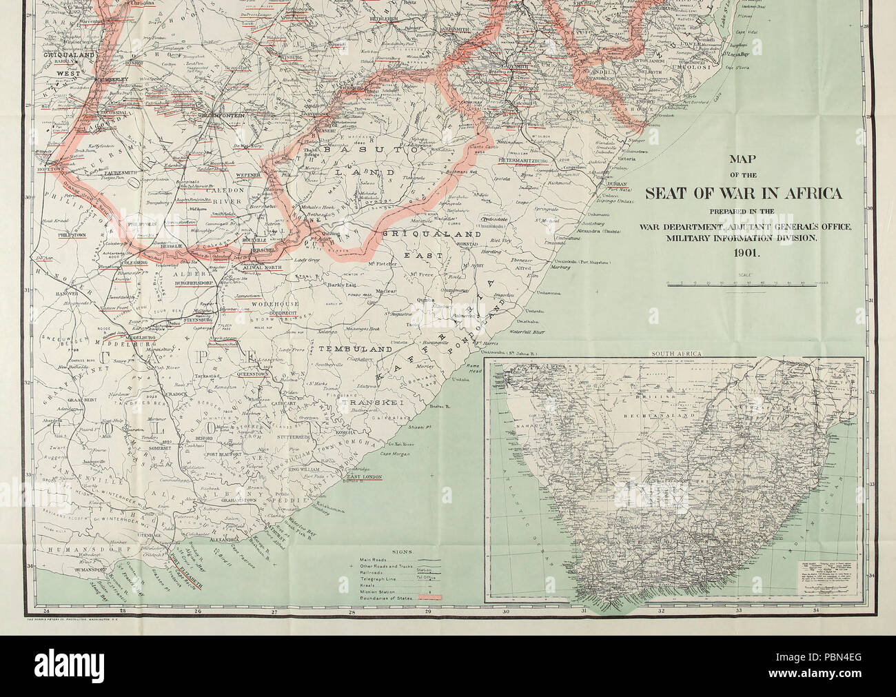 994 Map of the Seat of War in Africa, lower part Stock Photo - Alamy
