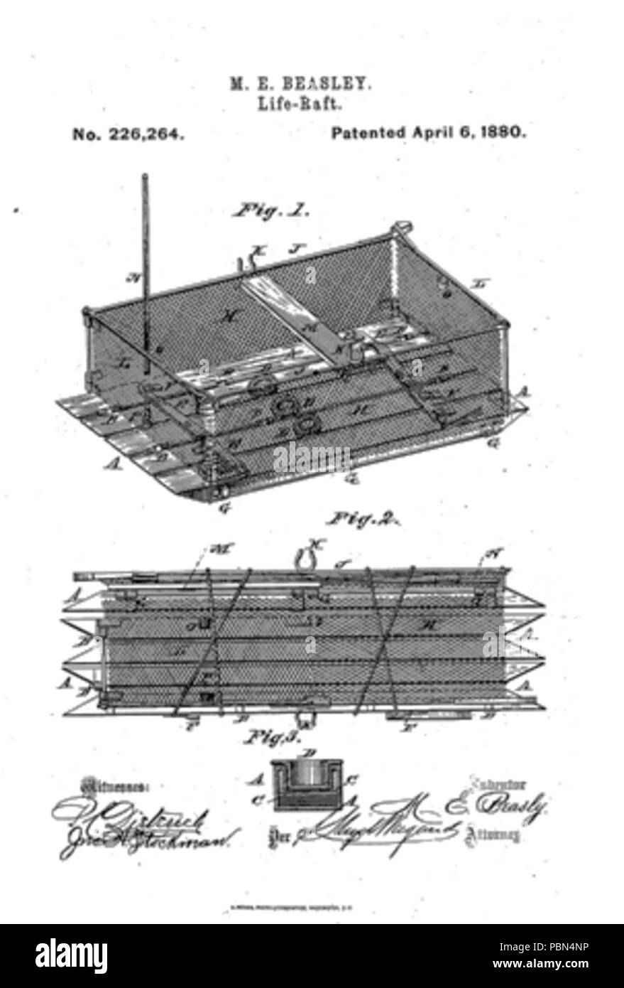 997 Maria Beasley Life Raft patent 1880 Stock Photo - Alamy