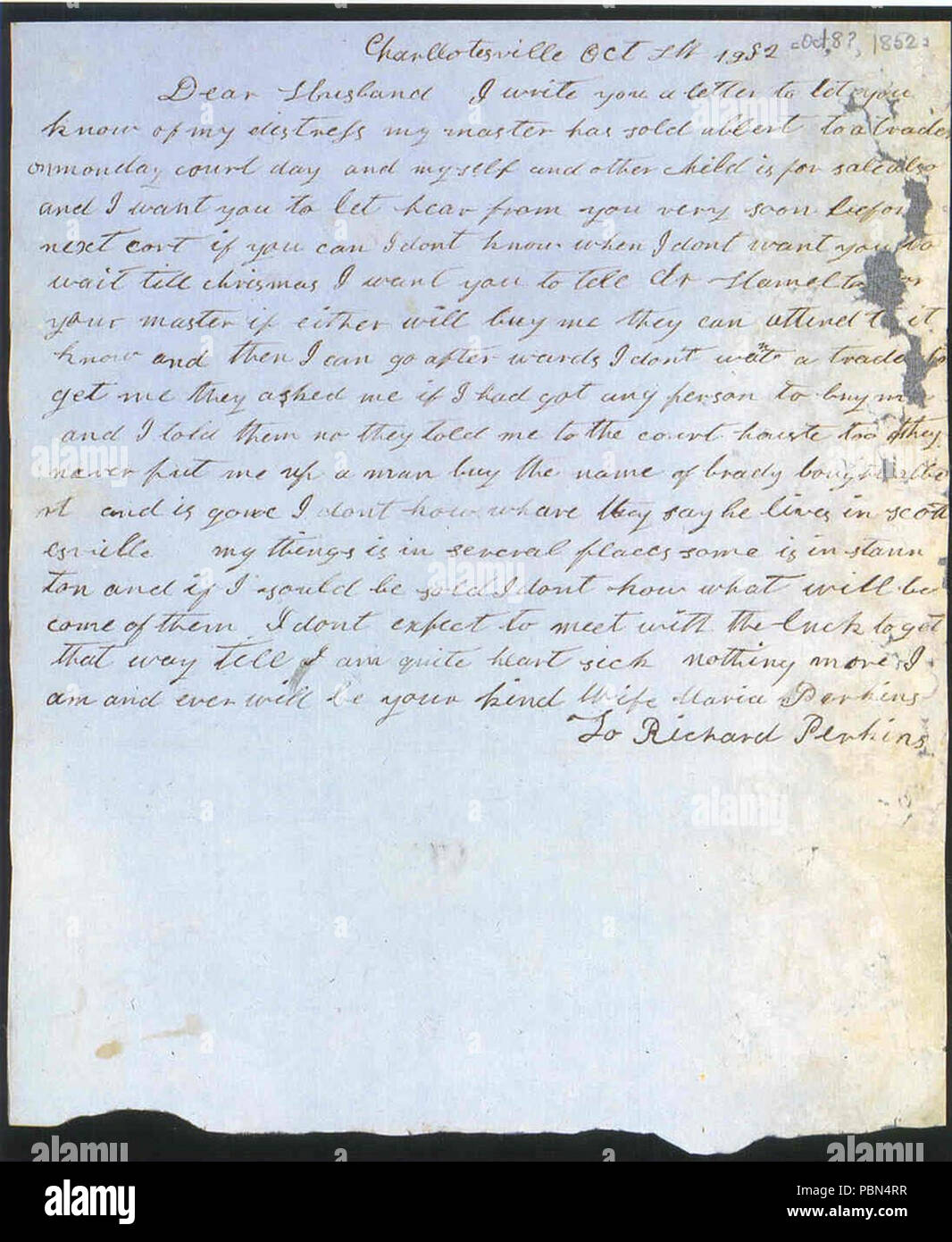 997 Maria Perkins letter Stock Photo - Alamy