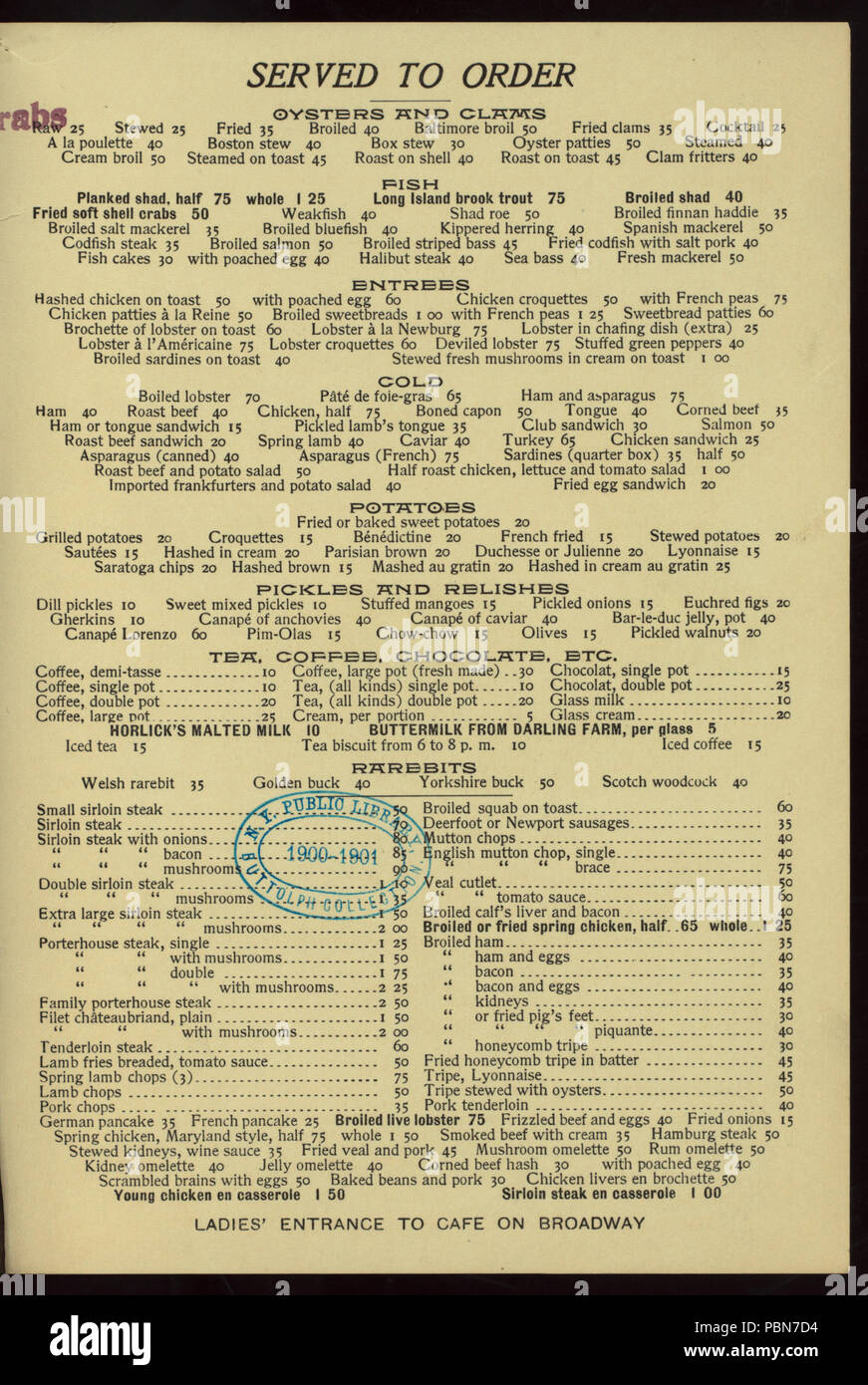 1017 MENU (held by) FIFTH AVENUE HOTEL (at) "NEW YORK, NY" (HOTEL ...
