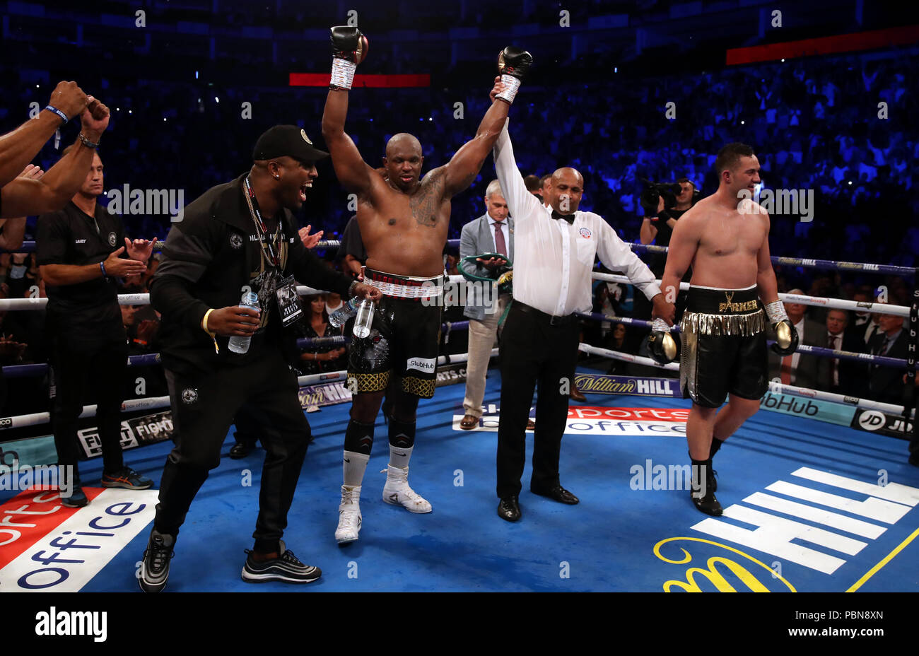 Dillian Whyte celebrates beating Joseph Park after their WBC Silver ...