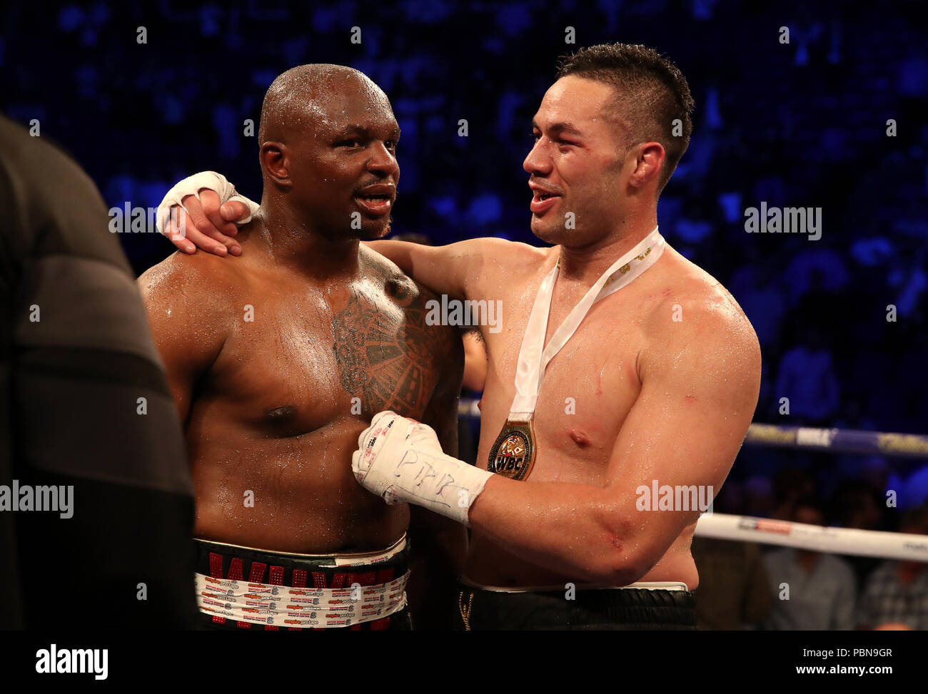 Dillian Whyte (left) and Joseph Park after their WBC Silver Heavyweight ...