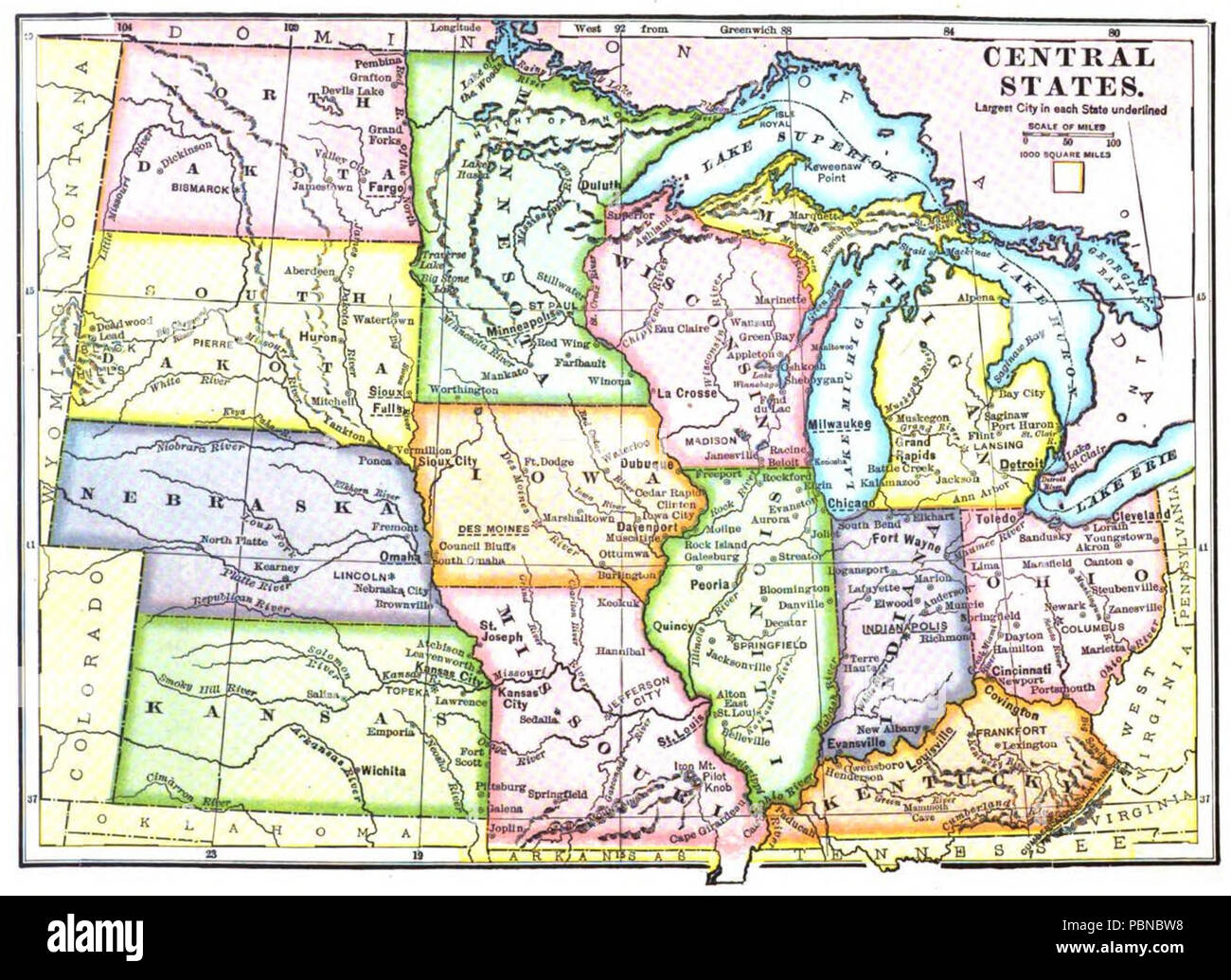 United states landforms map hi-res stock photography and images - Alamy