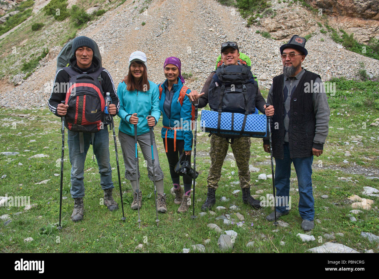 Preparing for trekking the Heights of Alay route, Alay, Kyrgyzstan ...
