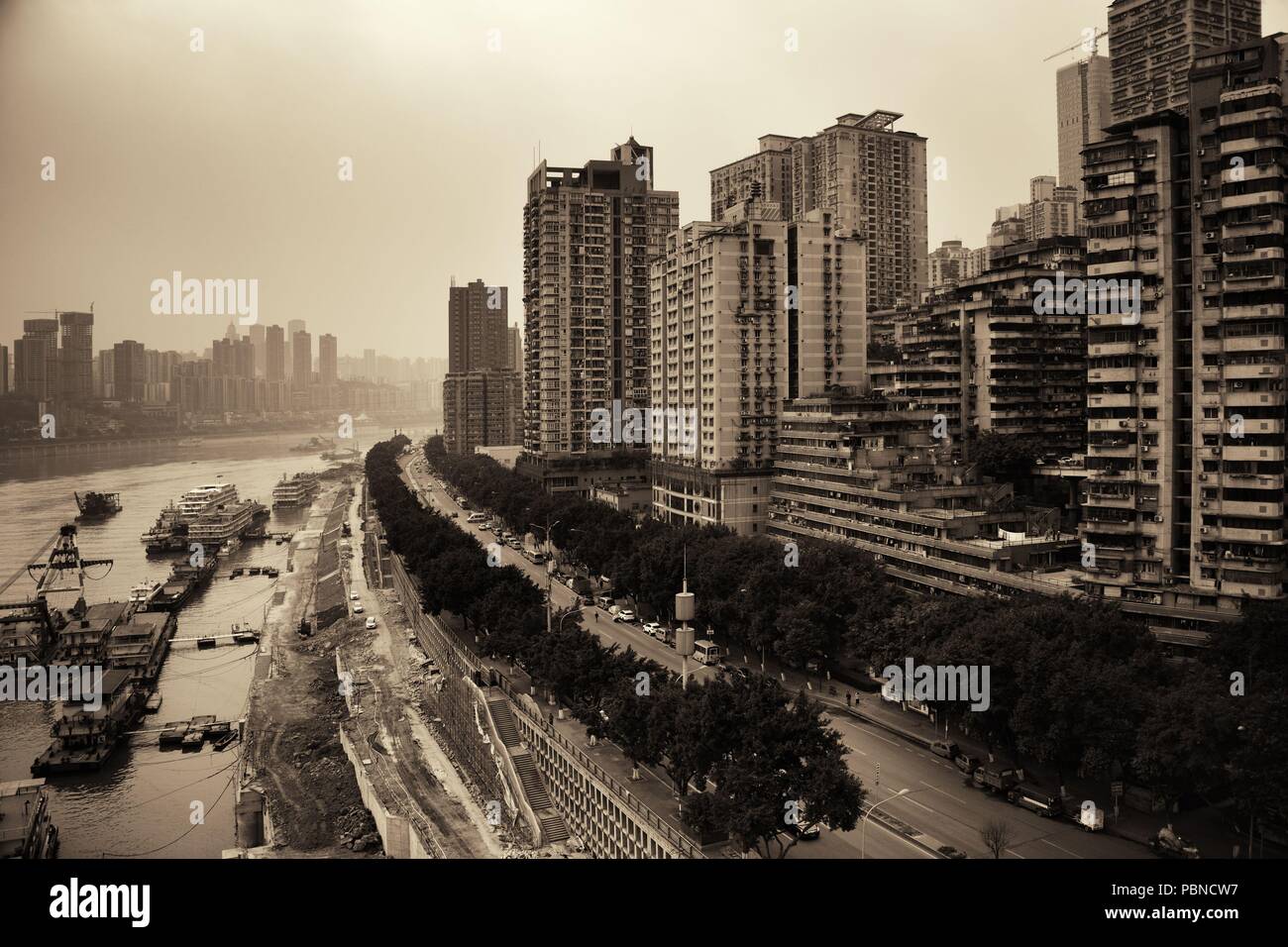 Aerial view of urban buildings and city skyline in Chongqing Stock ...