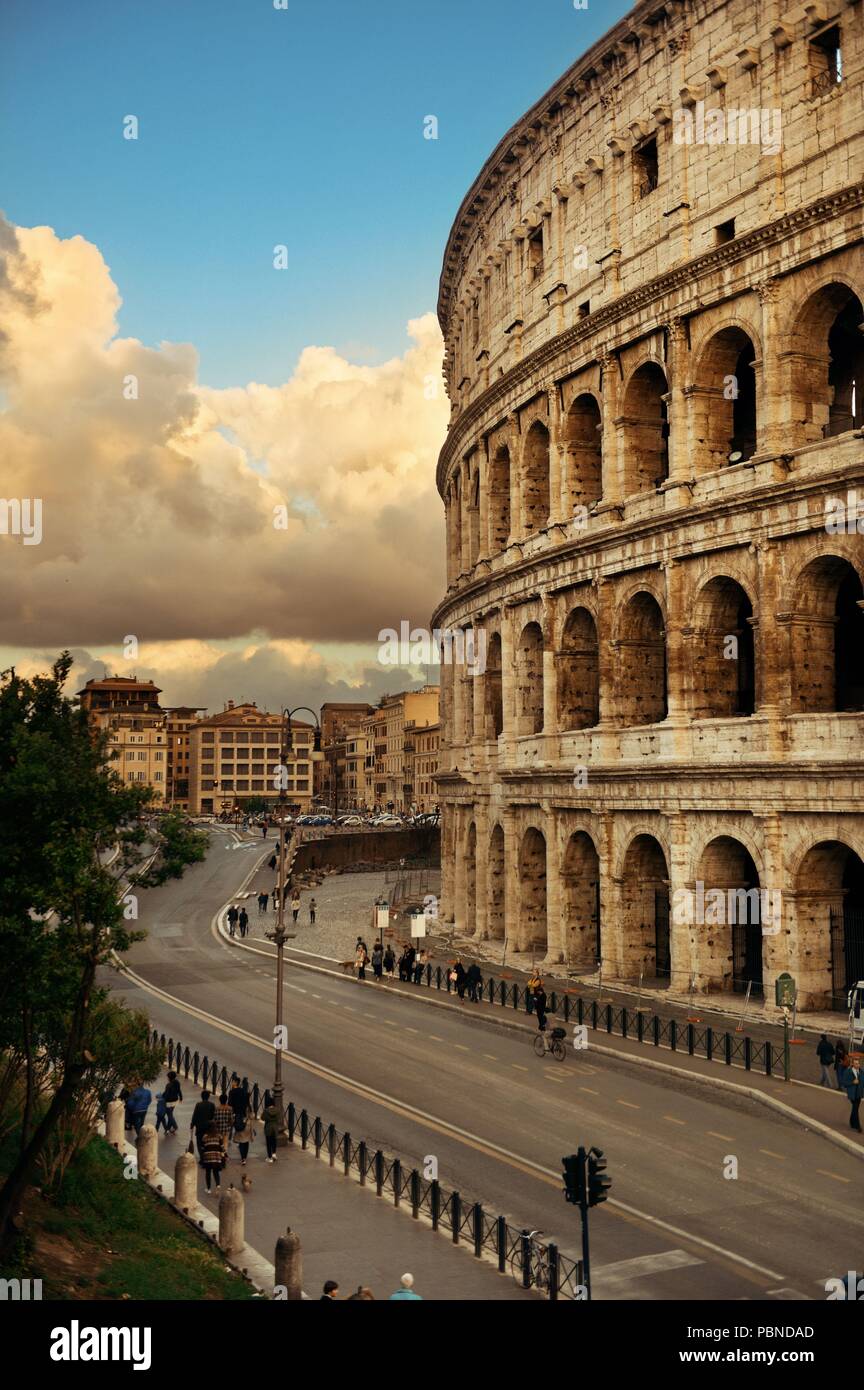 Colosseum with street view, the world known landmark and the symbol of ...