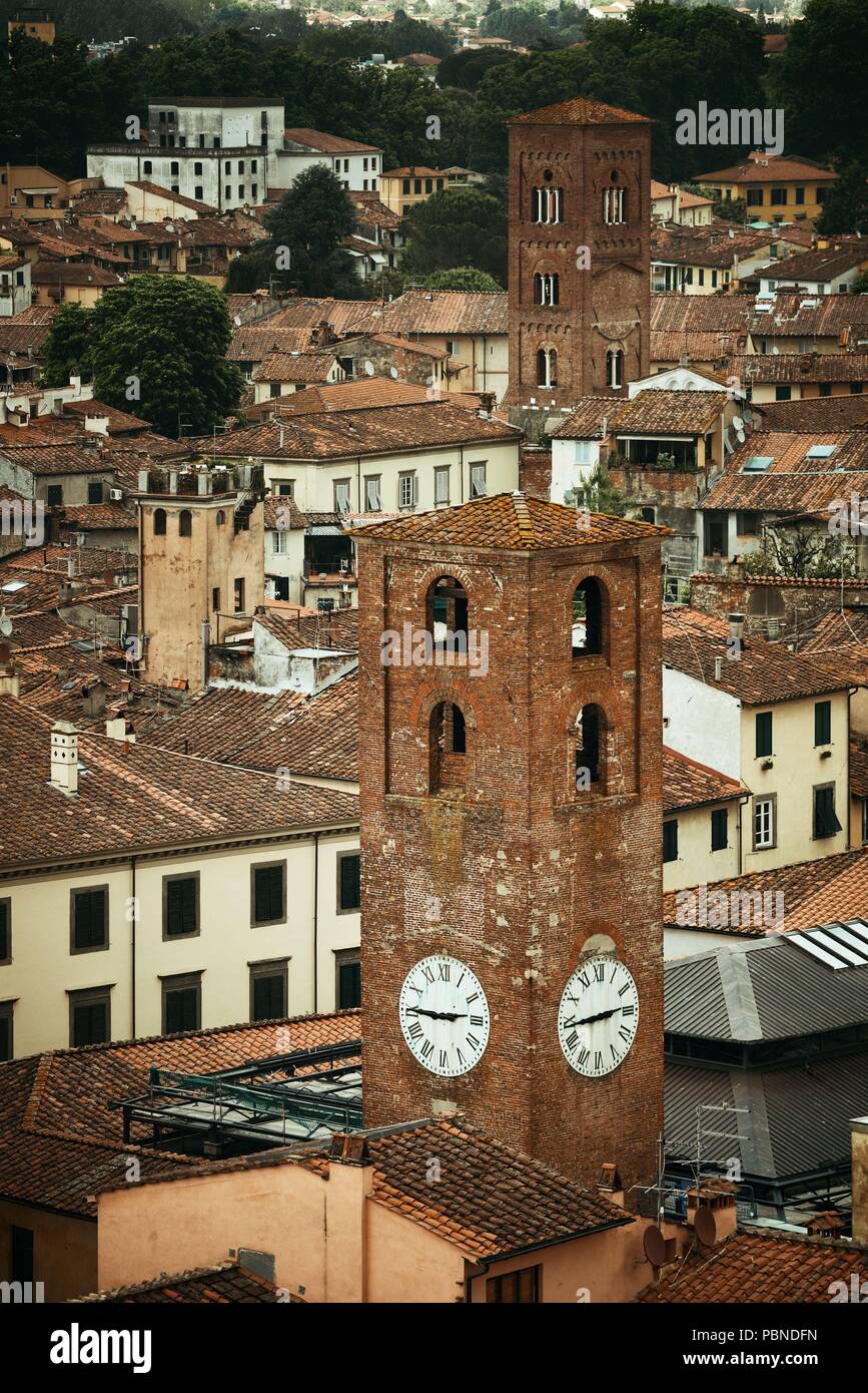Lucca clock tower viewed from above in Italy Stock Photo - Alamy