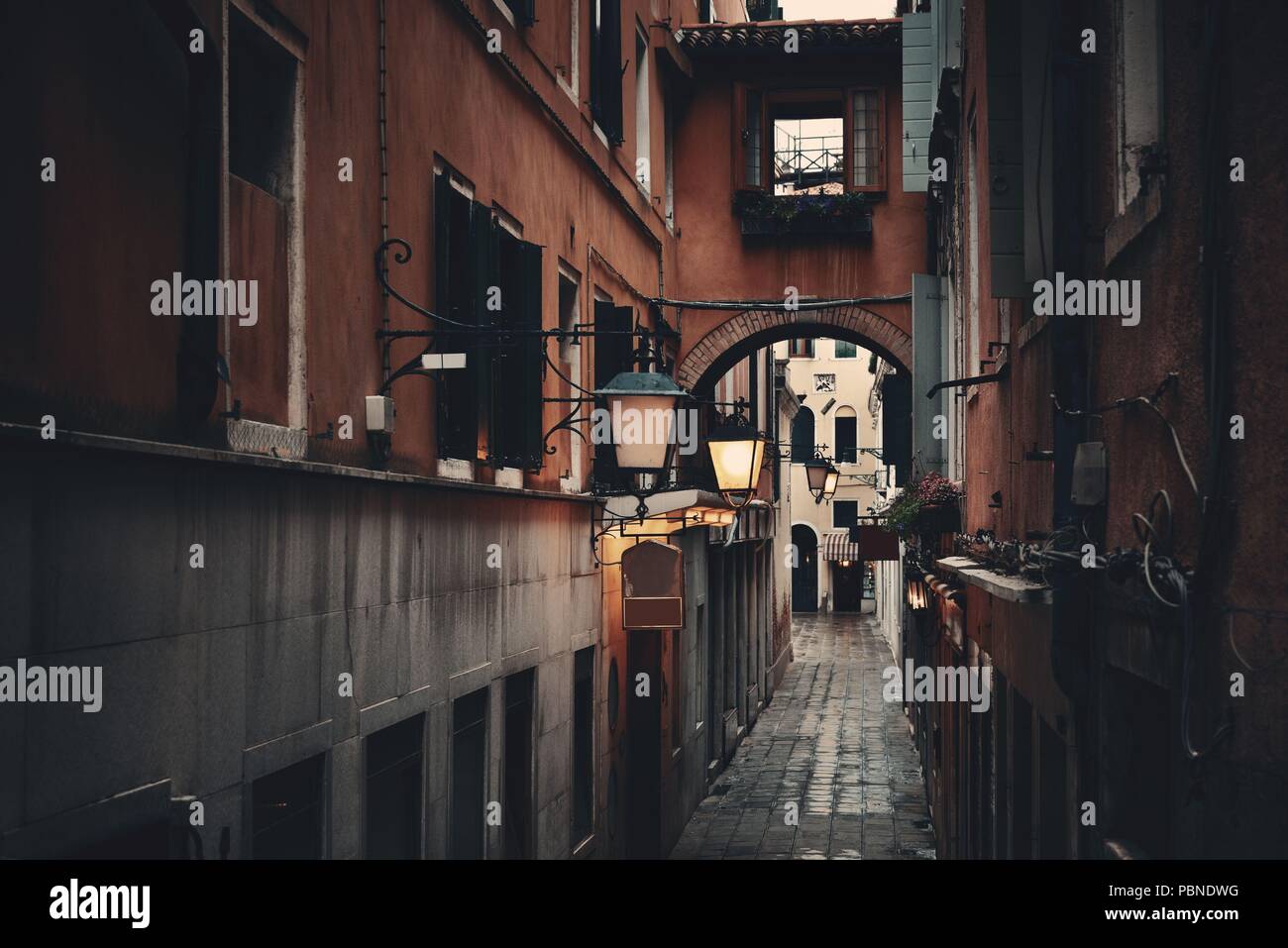 Alley view with historical buildings in Venice, Italy Stock Photo - Alamy
