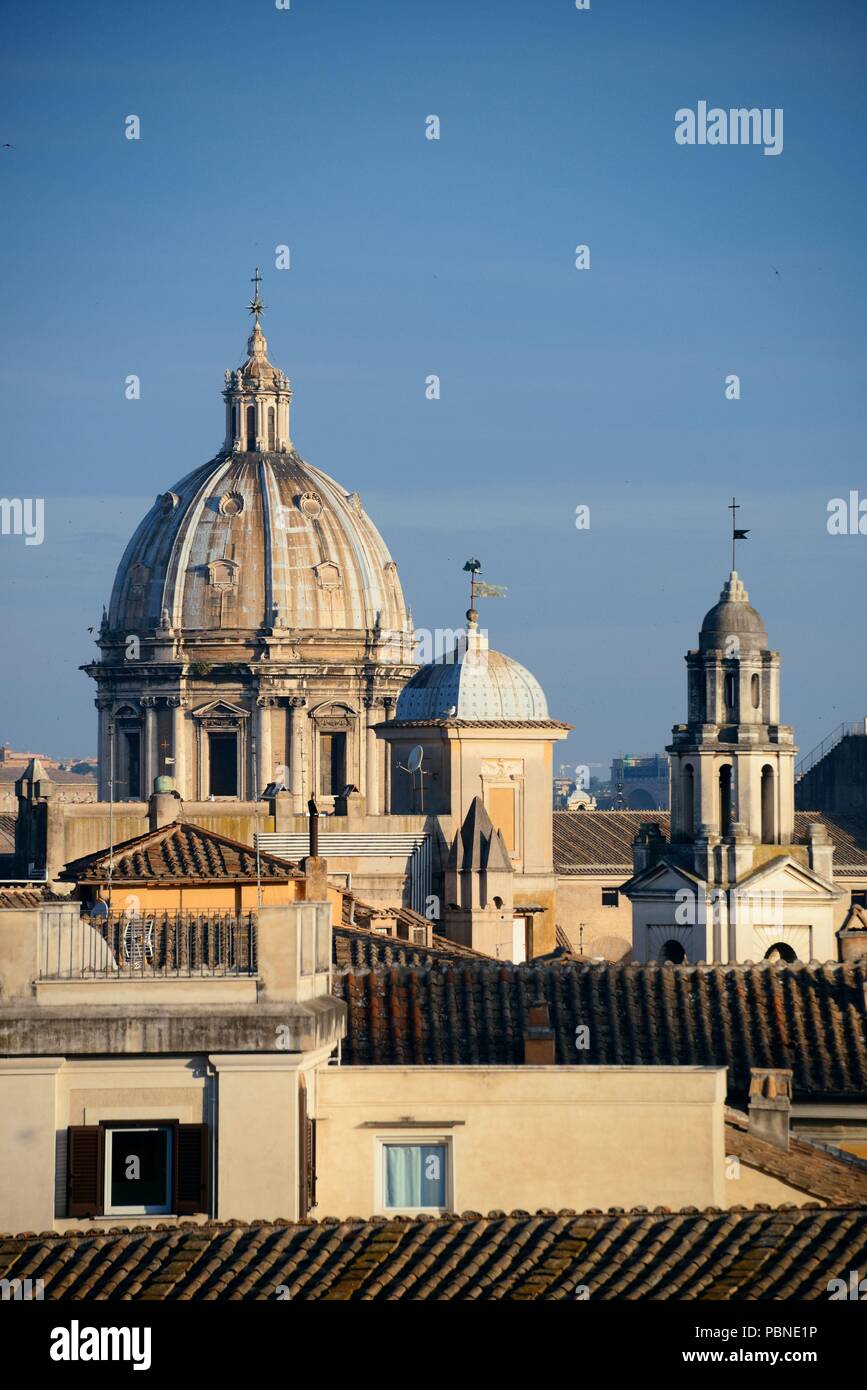 Rooftop view of Rome historical architecture and city skyline. Italy ...