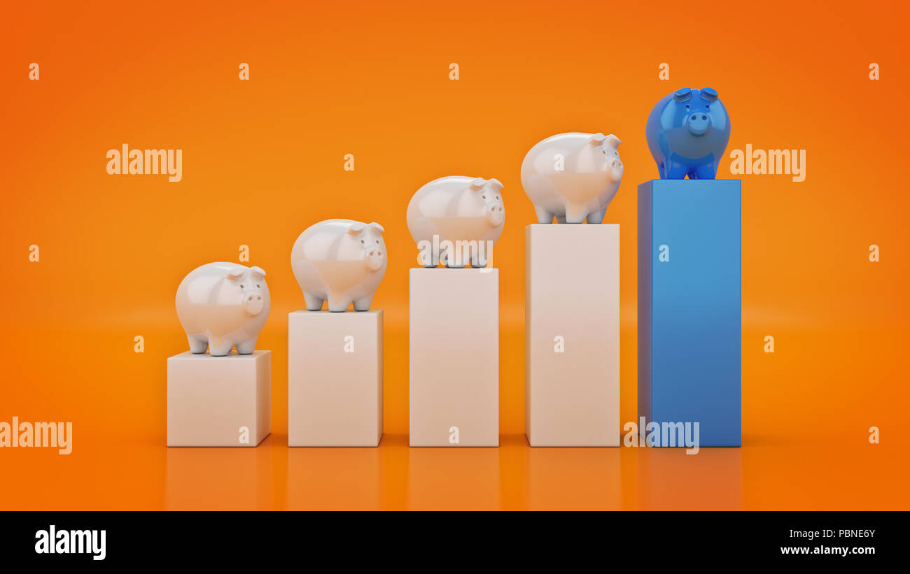 piggy graph. 3d rendering Stock Photo - Alamy