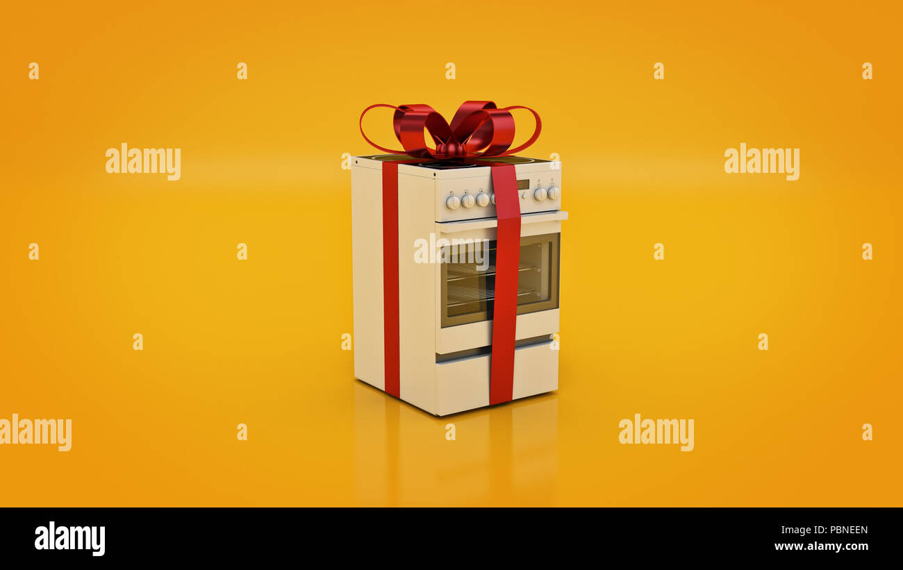 Stainless steel gas cooker. concept discounts. 3d rendering Stock Photo ...