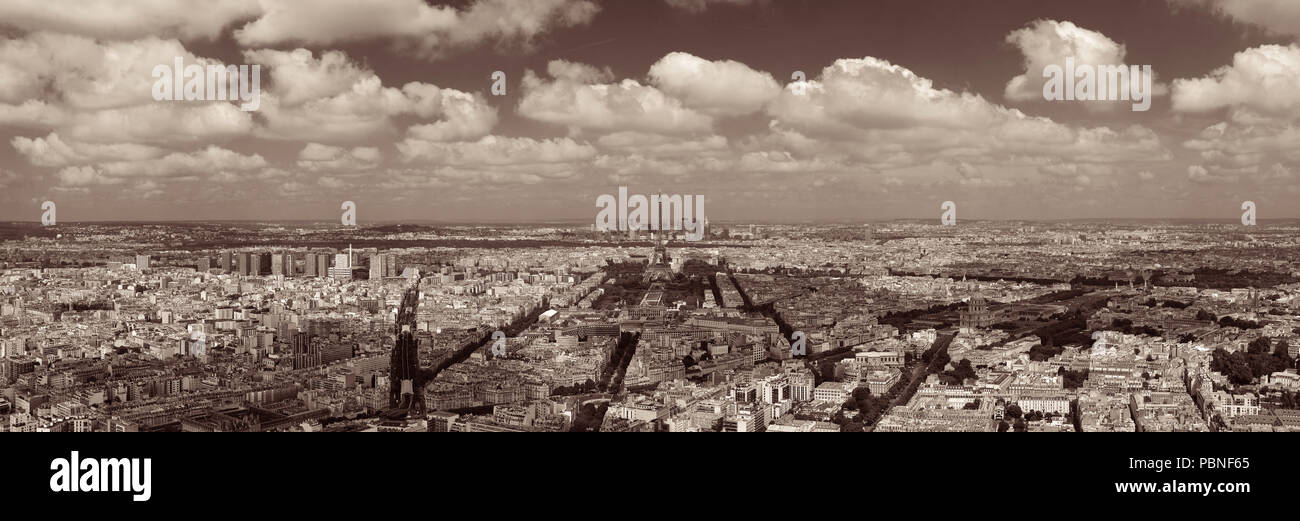 Paris rooftop view panorama with Eiffel Tower and city skyline Stock ...