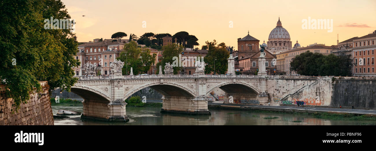River Tiber and St Peters Basilica in Vatican City panorama Stock Photo ...