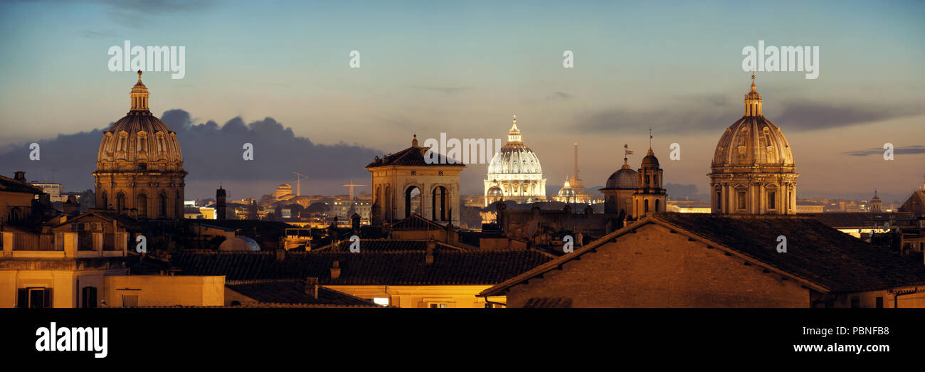 Rome rooftop view with ancient architecture in Italy at sunset Stock ...